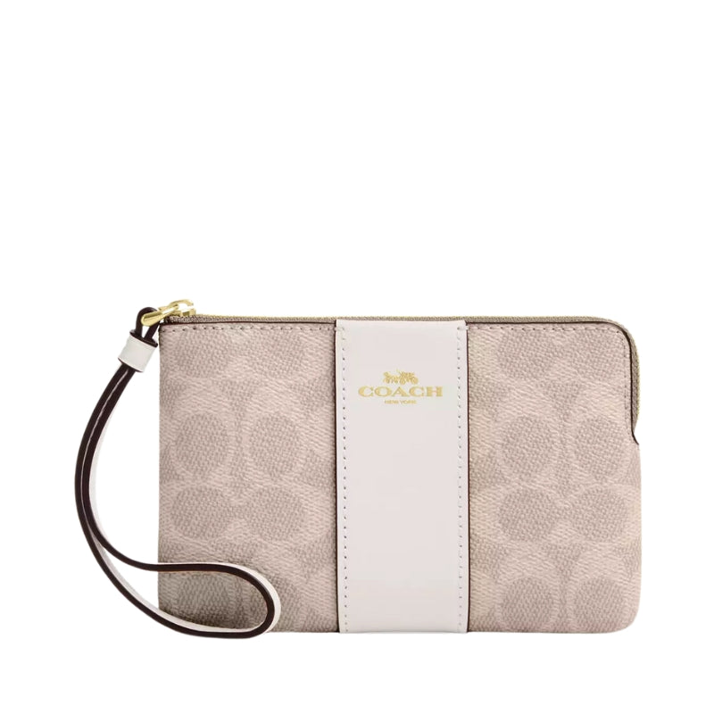 Monedero Coach Corner Zip Wristlet In Signature Canvas